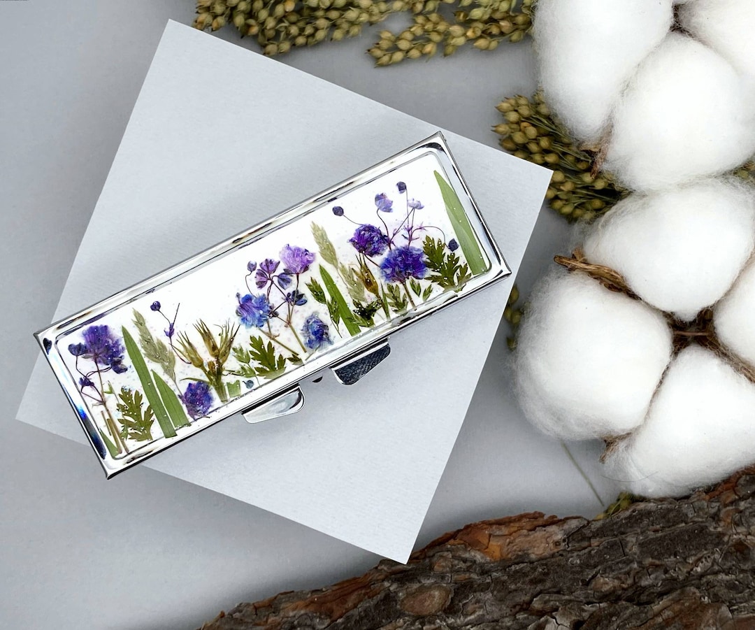 Real Flowers Pill Box, Pill Organizer, Pill Box, Cute Pill Box, Pill ...