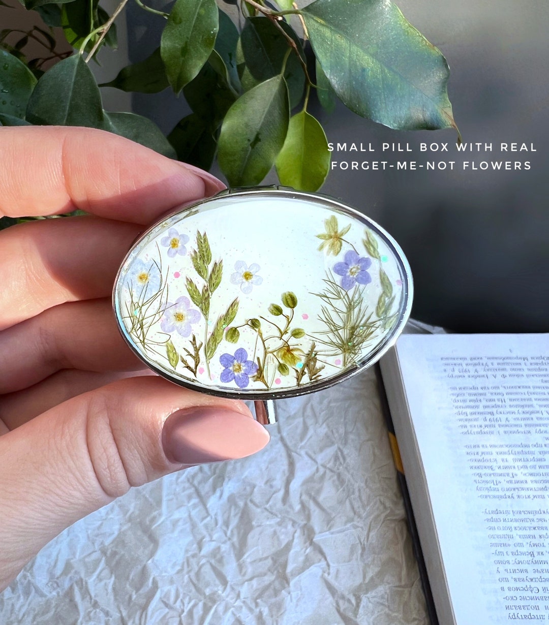 Real Dried Flowers Pill Box, Pill Box, Pill Organizer, Cute Pill Box ...
