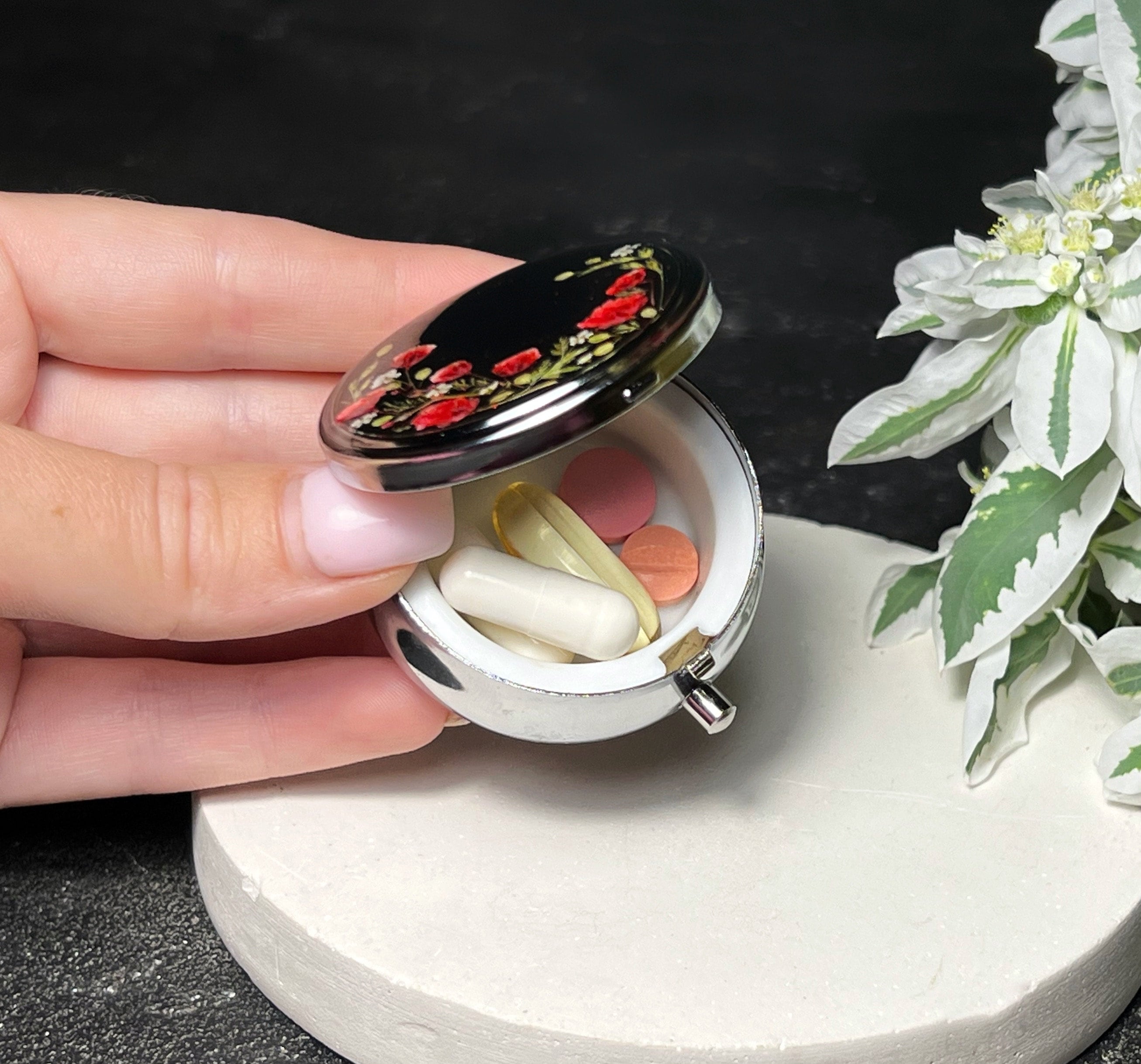 Tiny Pill Box, Pill Organizer, Pill Case, Pill Container, Small Pill ...
