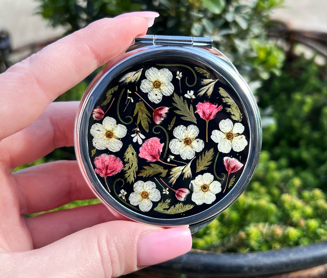Real Flowers Pocket Mirror, Pocket Mirror, Compact Mirror, Hand Mirror ...