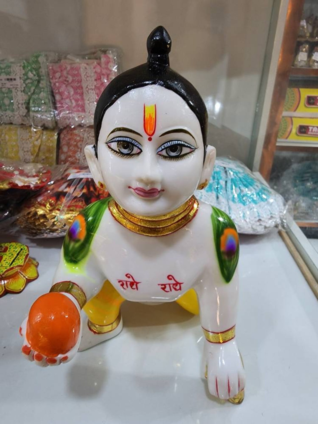 12in/30cm Fiber Bal Laddu Gopal for Home and Temple Alter, Baby Little ...