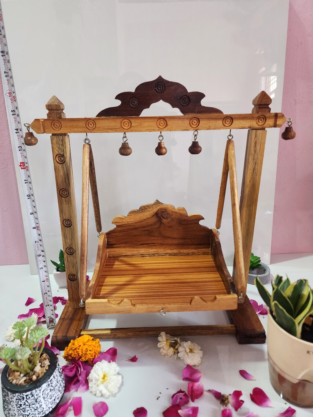 914 LH Solid Beautiful Wooden Decorative Ladoo Gopal Jhula for Home ...