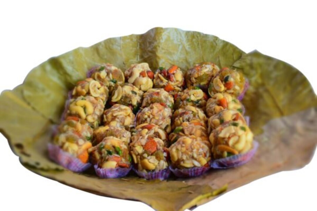 Dry Fruits Laddu Prasad, Offered Prasad From Vrindavan With Tulsi ...