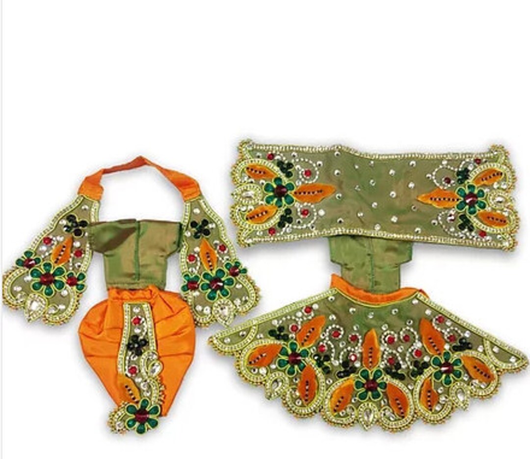 Radha Krishna Outfit green & Orange - Etsy