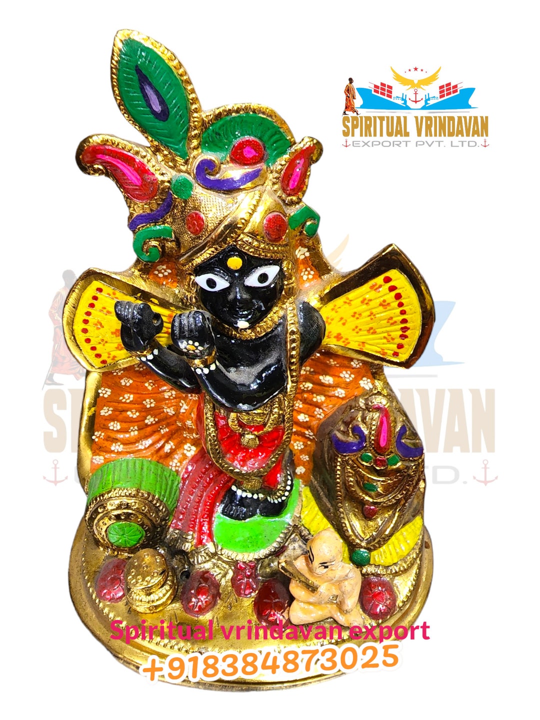 Banke Bihari Murti ,bihari Ji ,brass 7inch Solid ,bake Bihari Statue ...