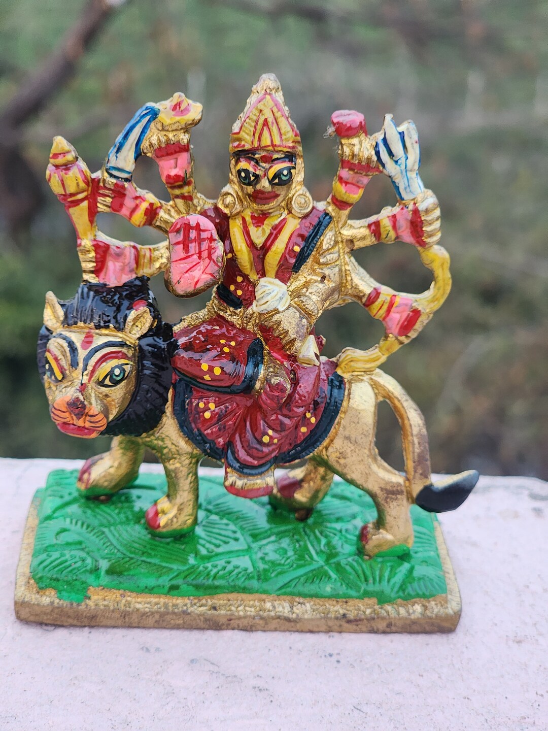 3inch/8cm Small Durga Mata With Lion ,sitting Durga on Base ,durga Mata ...