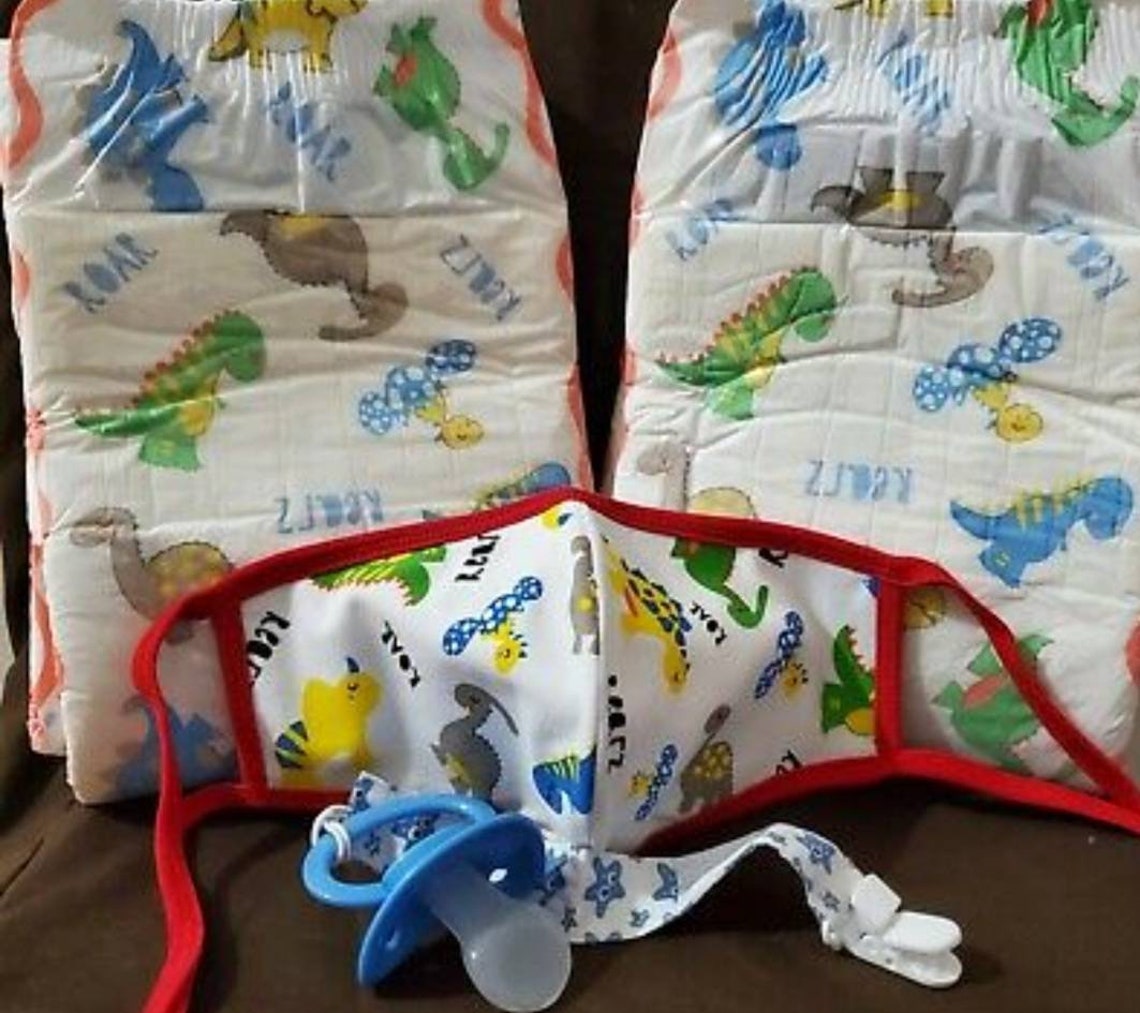 ADULT Rearz Dinosaur 4 Piece 2 Large Diaper Combo. Includes 2 - Etsy