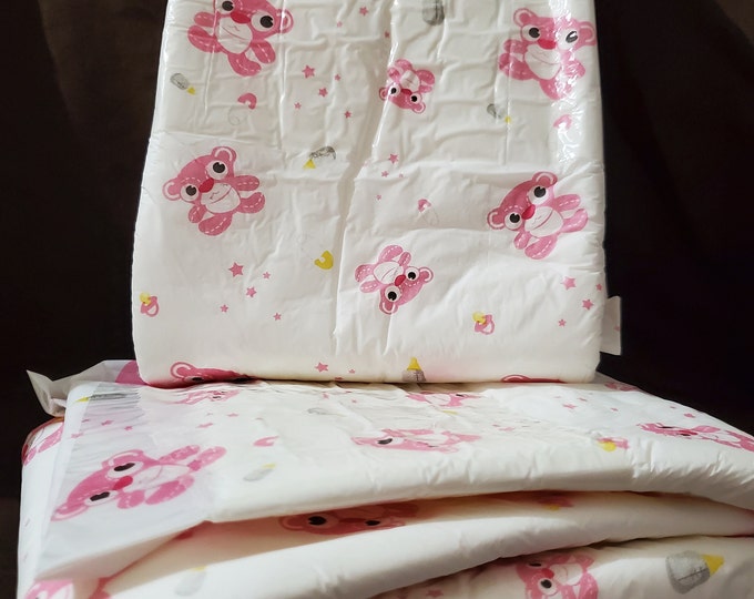 ABDL/ Adult Diapers Awe so Cute 2 Pack Pink Bears M. - Etsy