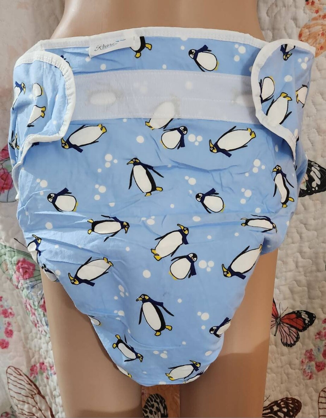 Penguins and Snow Night Time Thick Diaper Cover L/XL Fitting Waists ...