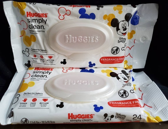 Mickey Mouse 2 Pack Huggies Baby Wipes 24 Pack 48 Wipes - Etsy