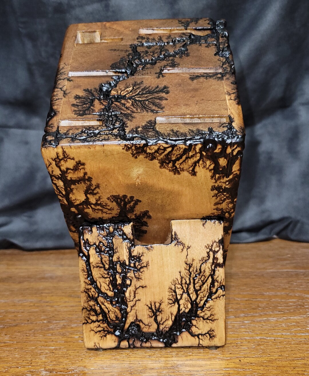 Fractal Burn Knife Block: Rustic Wooden Knife Holder - Etsy