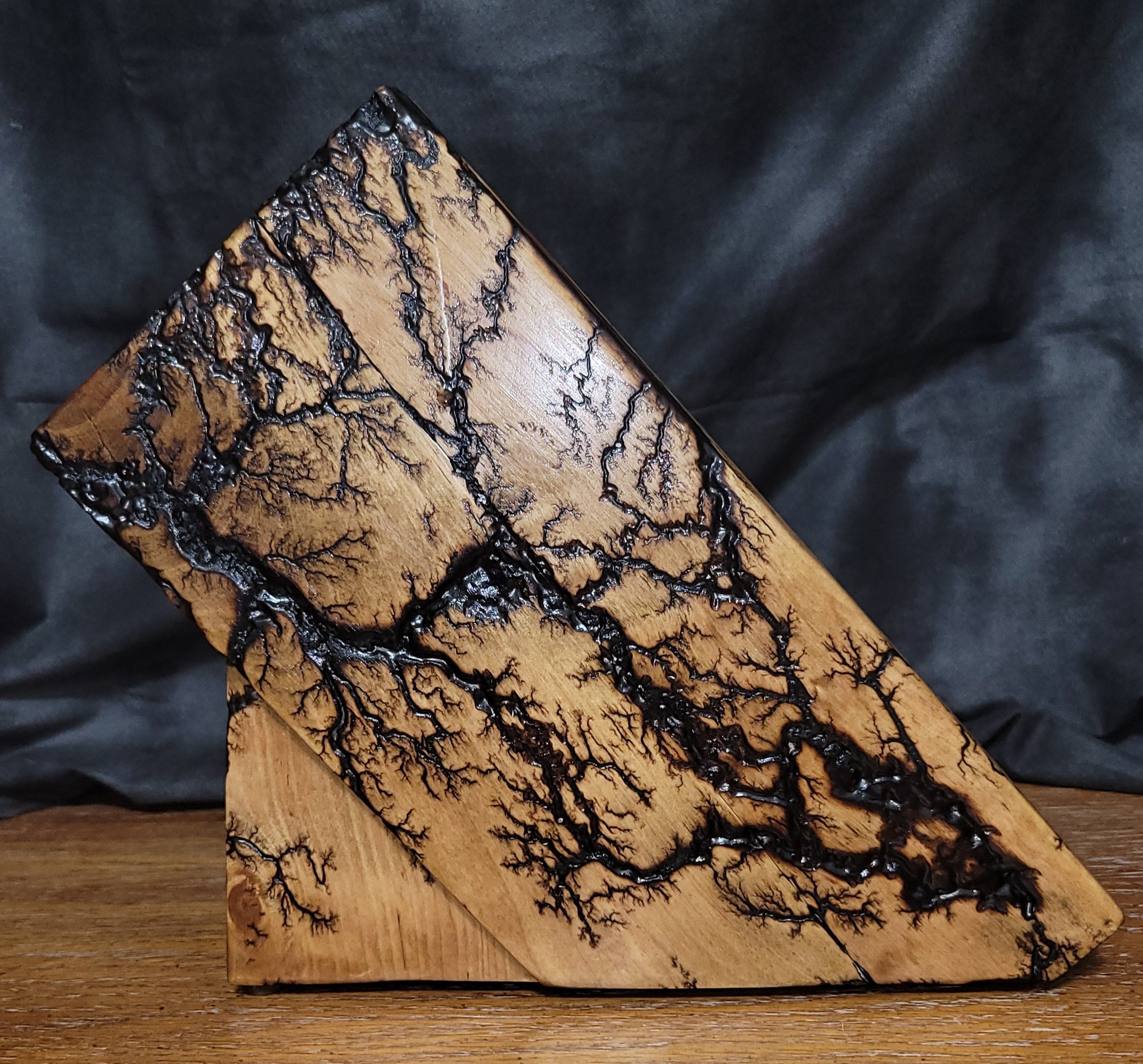 Fractal Burn Knife Block: Rustic Wooden Knife Holder - Etsy