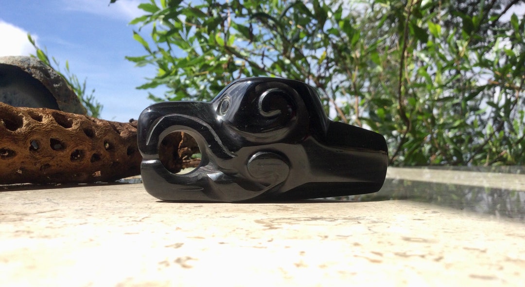 Cuauhtli Eagle Chanunpa Ceremonial Pipe Obsidian Stone for - Etsy