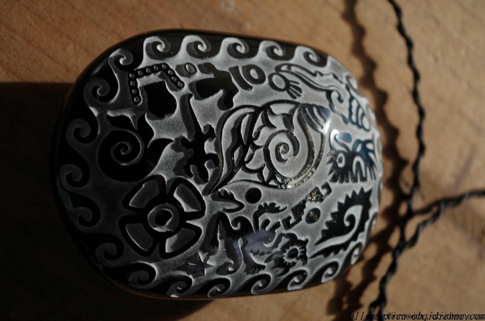 Obsidian Carved Pebble Engraved Aztec Mayan Symbols Fine Stone - Etsy