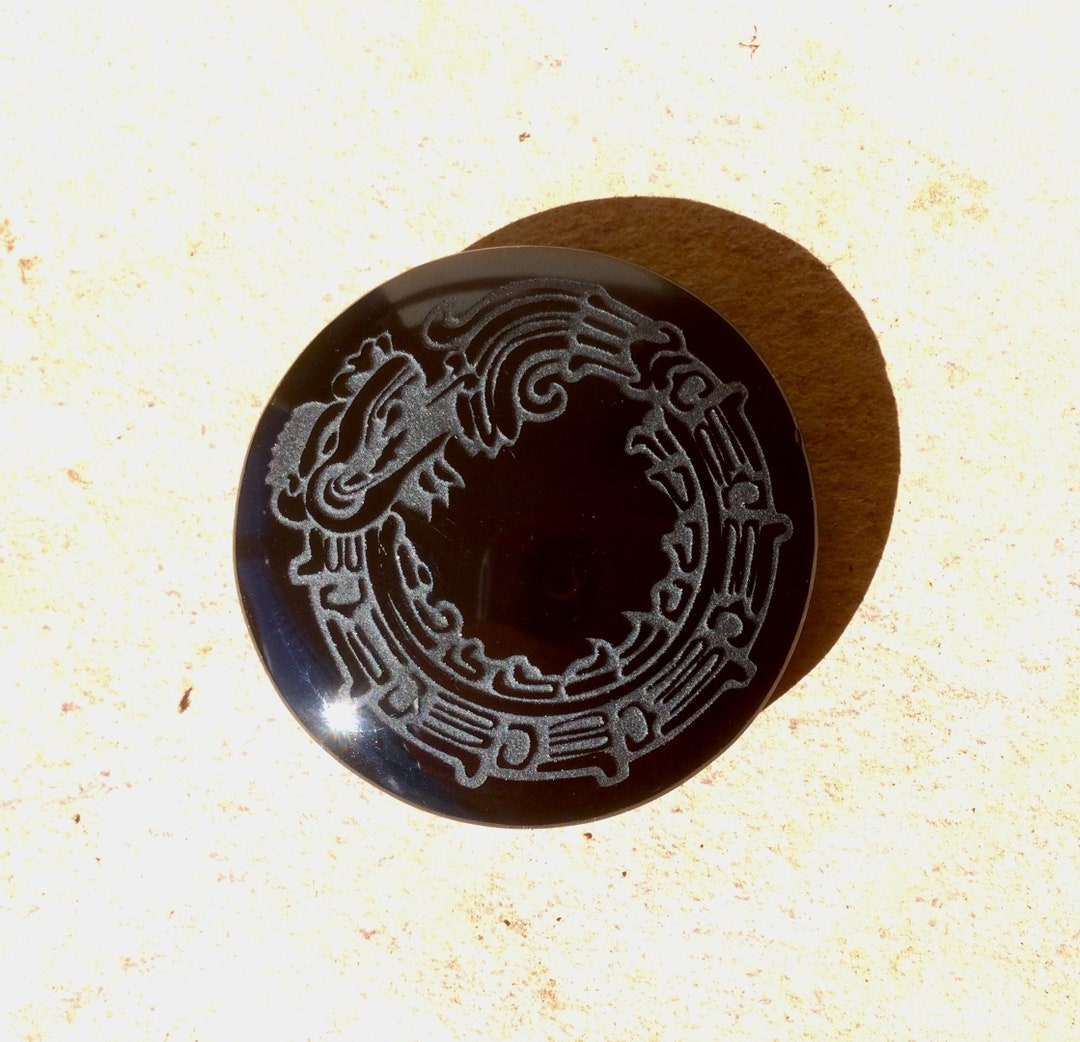 Quetzalcoatl Engraved in Obsidian Gemstone Symbol Kukulcan - Etsy