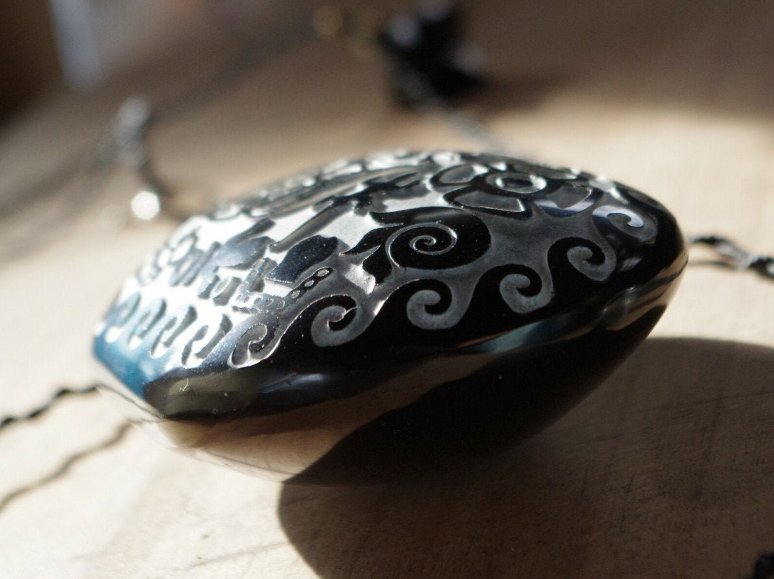 Obsidian Carved Pebble Engraved Aztec Mayan Symbols Fine Stone - Etsy