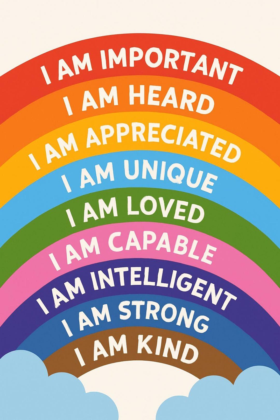 Rainbow Affirmation Wall Art | Positive Daily Affirmations ...