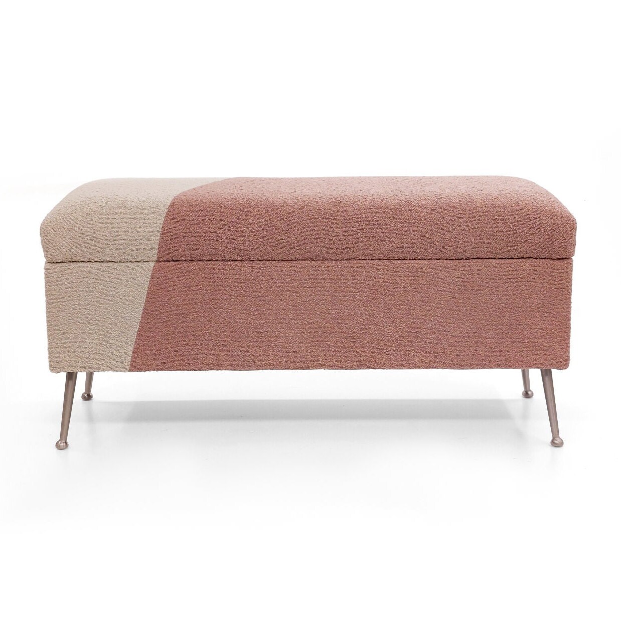 Bouclé Upholstered Storage Bench – Handmade Ottoman Seat With Hidden ...