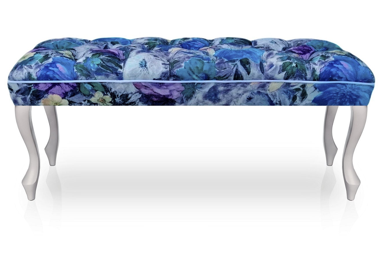 Flower Footstool Chesterfield Quilted Fabric Garden Meadow - Etsy UK