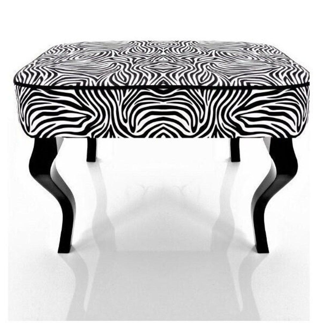 Bench Glamor Zebra Pattern Pouf Footstool Upholstered Handmade Pouffe ...