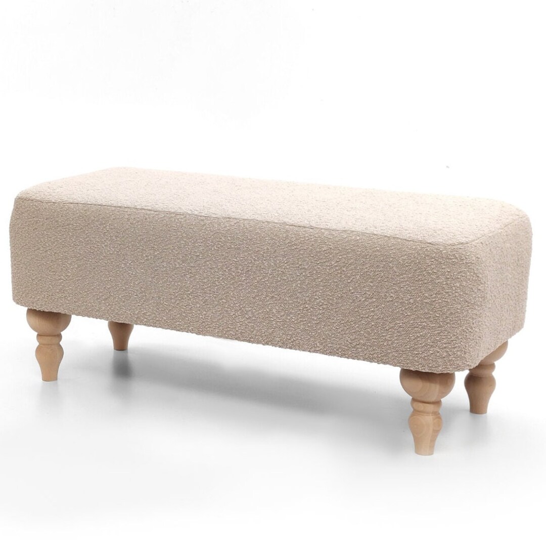 Handmade Bench |pouffe Hallway |boucle Pouf | Footstool | Upholstered ...