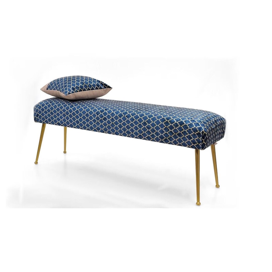 Bench Metal Industrial Pouf Footstool Upholstered Handmade Pouffe Seat ...