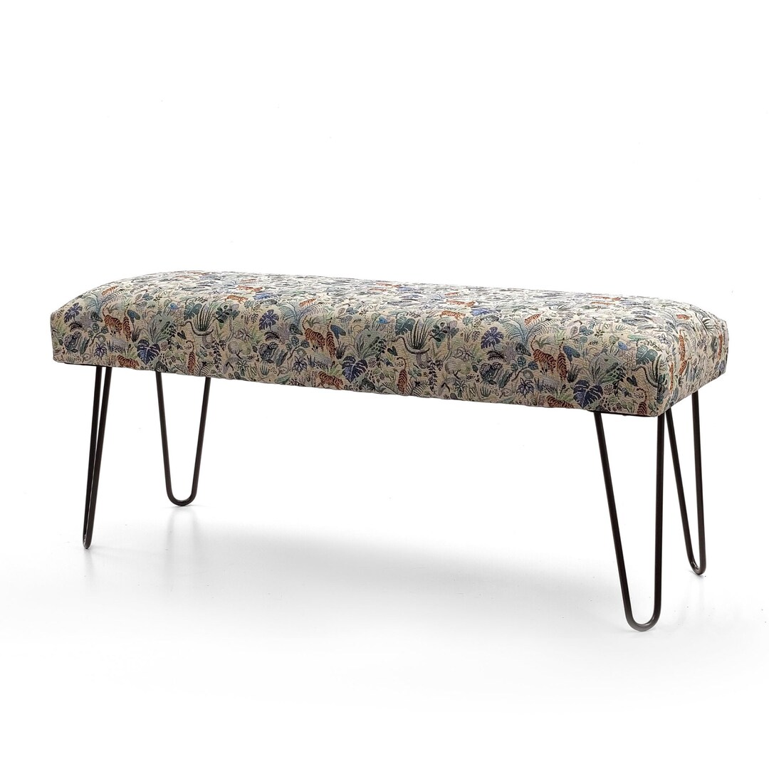 Bench Metal Industrial Pouf Footstool Upholstered Handmade Pouffe ...