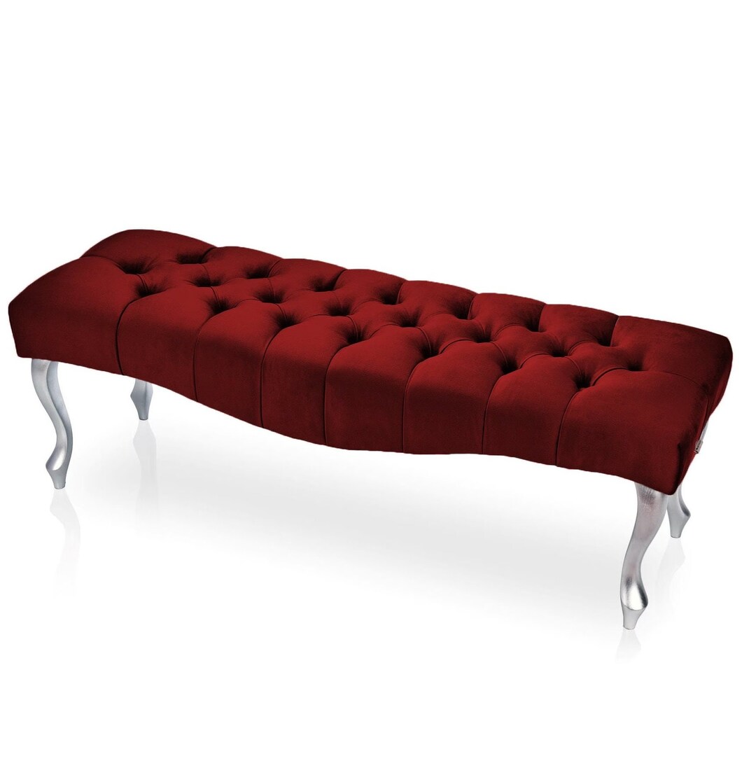 Asiento Chesterfield Maroon, banco de pasillo, otomana de zapatos ...