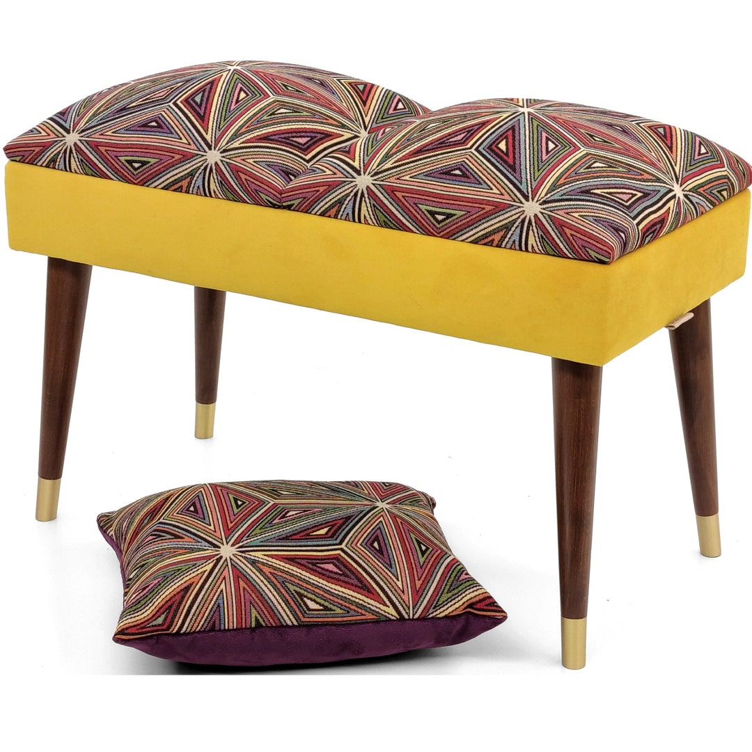 Yellow Ottoman Upholstered Seating for the Hall LOFT Style Dining Bench ...