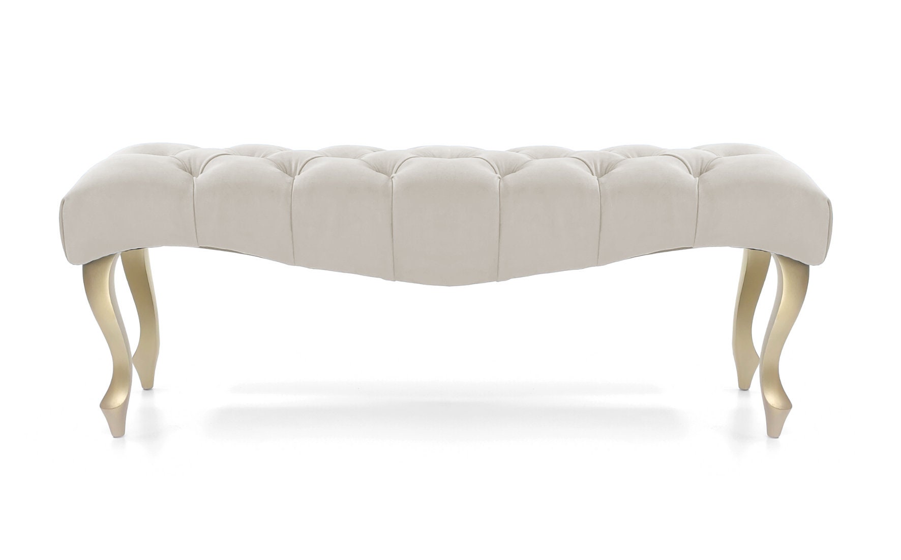 Ivory Colour Tufted Bench Stool Decorative Light Blue Bench - Etsy Ireland