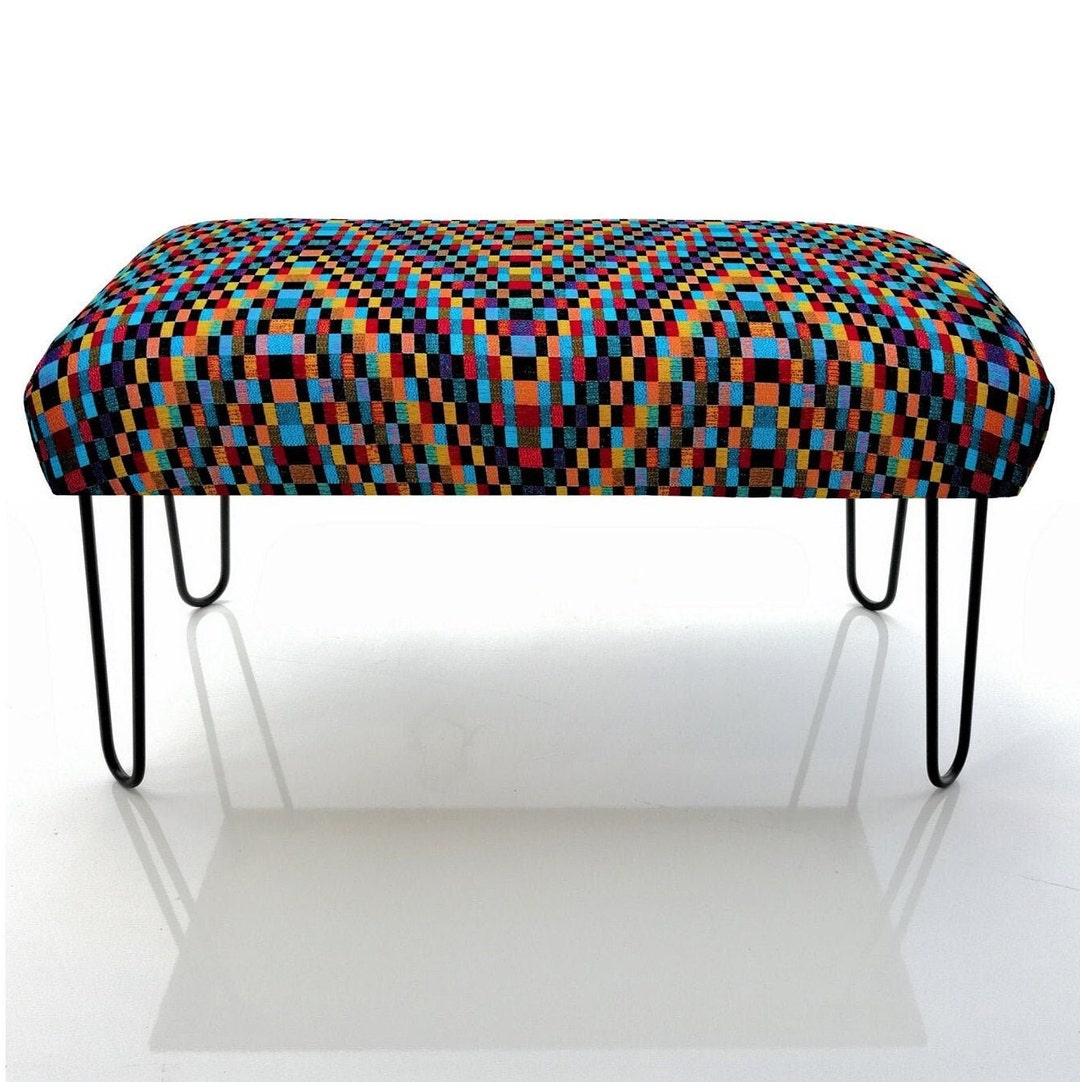 Bench Metal,industrial Pouf,handmade Pouffe,hallway Deep,buttoned Seat ...