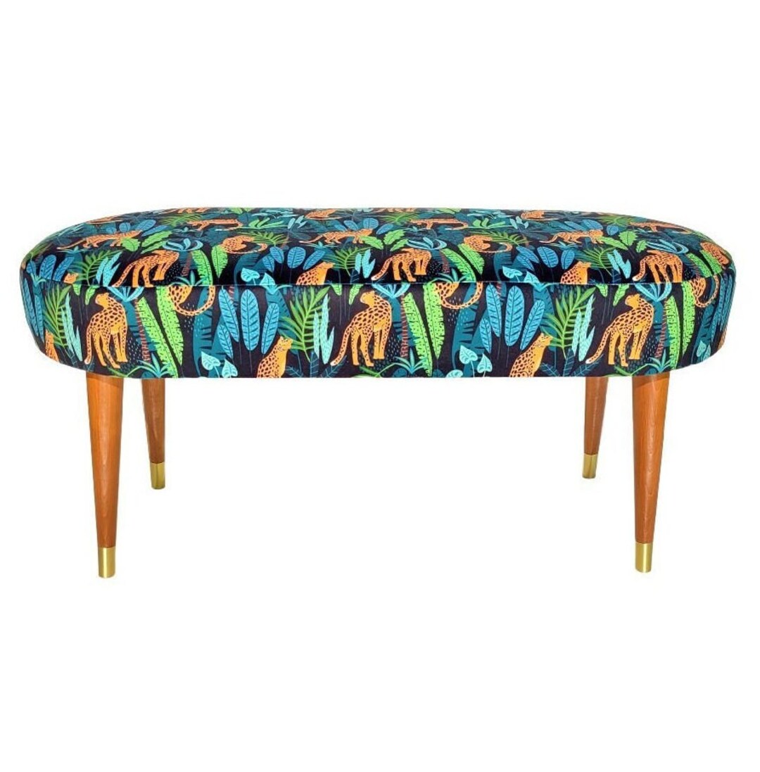 Bench Metal Industrial Pouf Patterned Pouf Footstool Upholstered ...