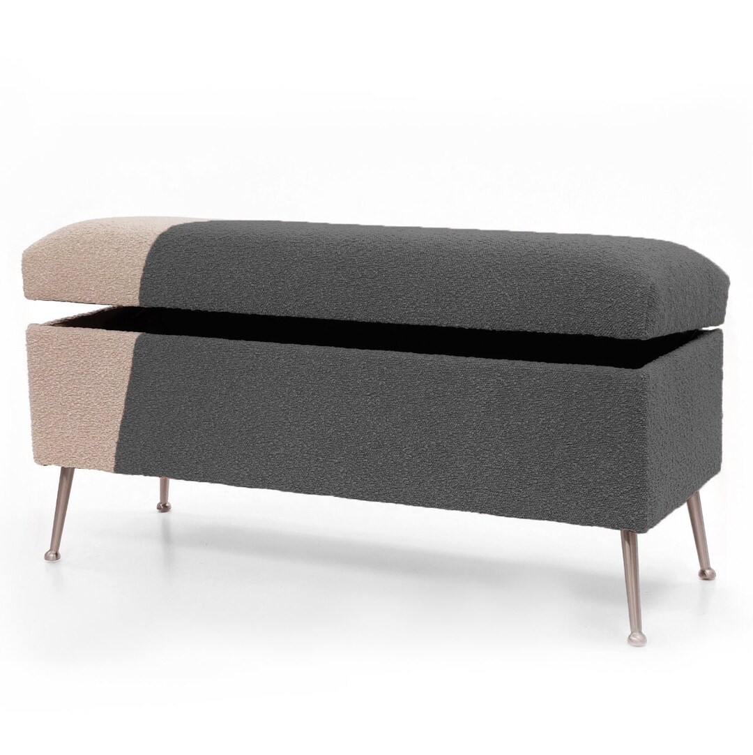 Boucle Storage Box|trunk With Storage | Upholstered Chest | Pouffe Seat ...