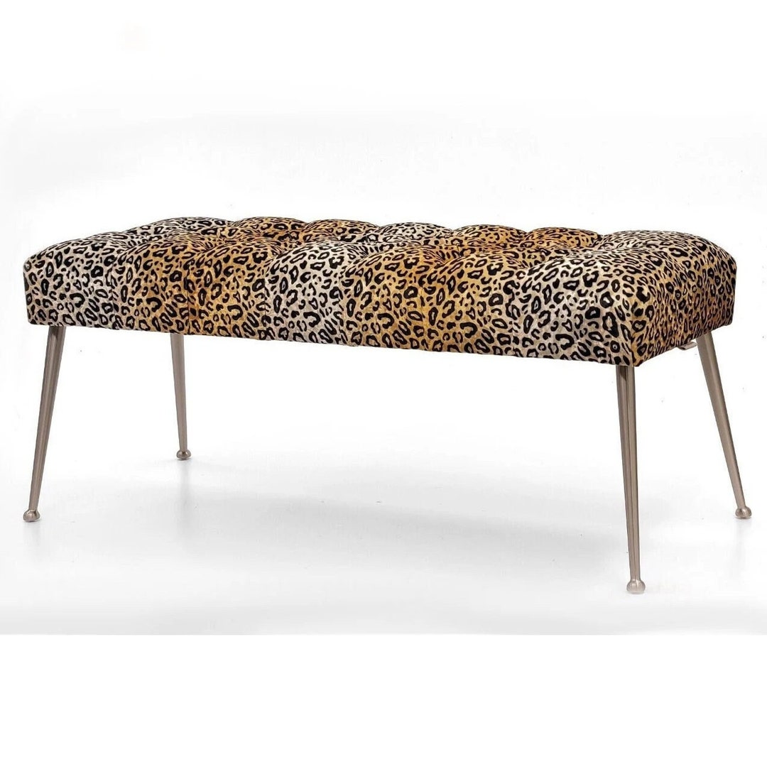 Leopard Print Decor wild Stool footstool New Chesterfield Classic Deep ...