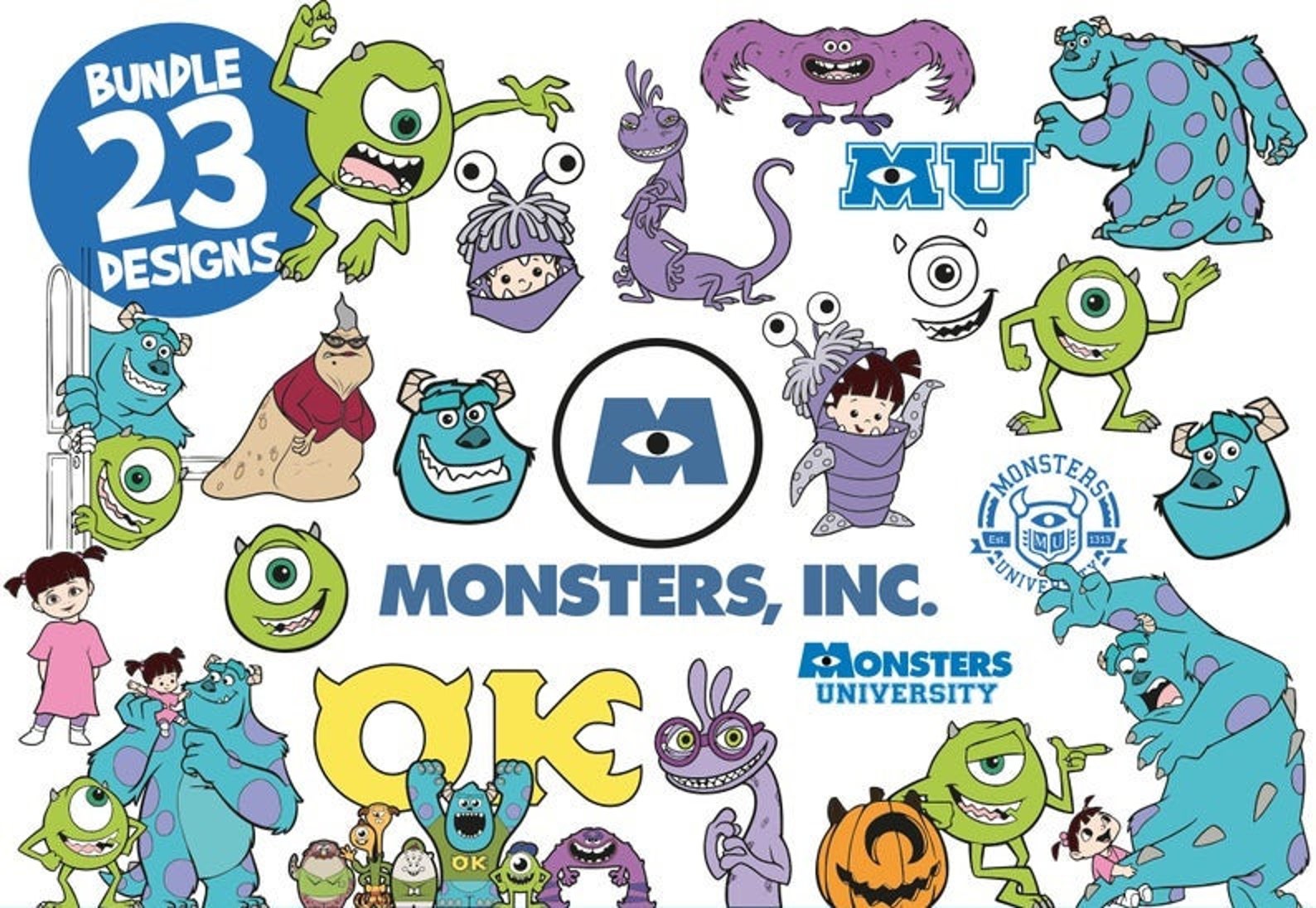 SVG Monsters Inc Bundle Monsters Universität SVG Monster Inc | Etsy