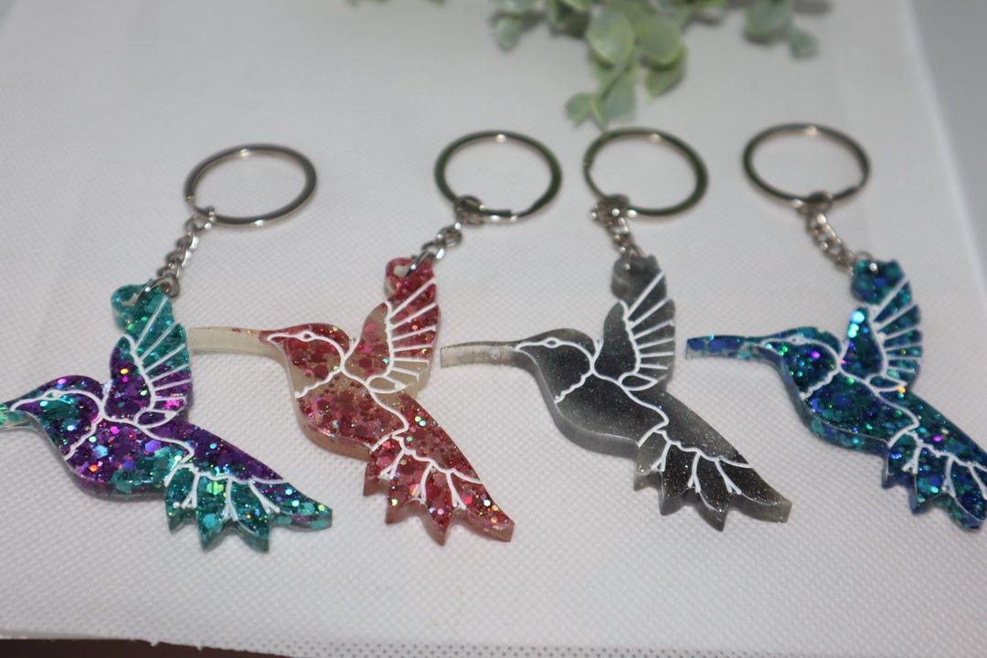 Hummingbird Keychain, Hummingbird Keyring, Bird Lover Gift, Resin ...