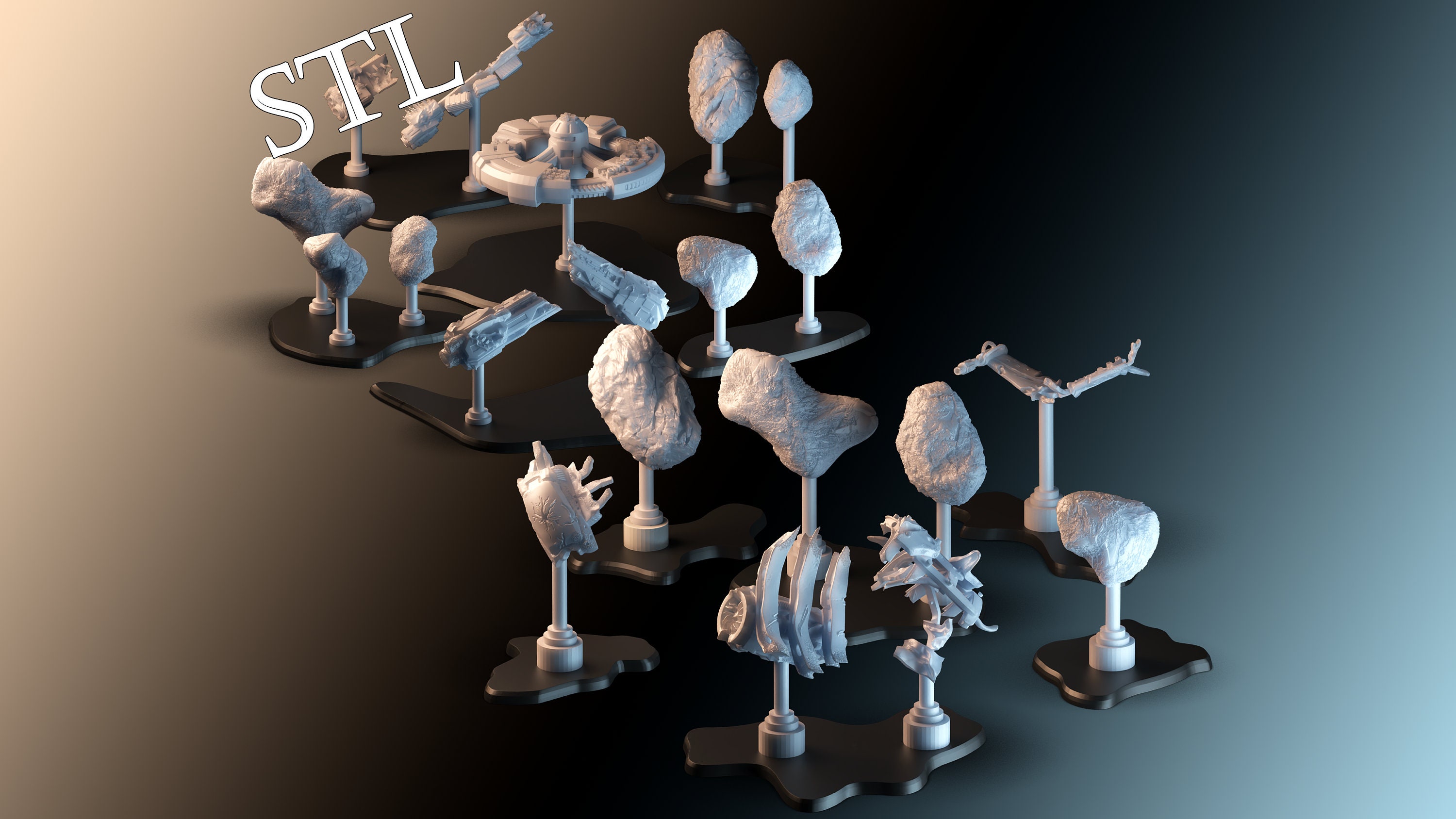 Star Wars: Armada & X-wing 3D Obstacles Set STL - Etsy