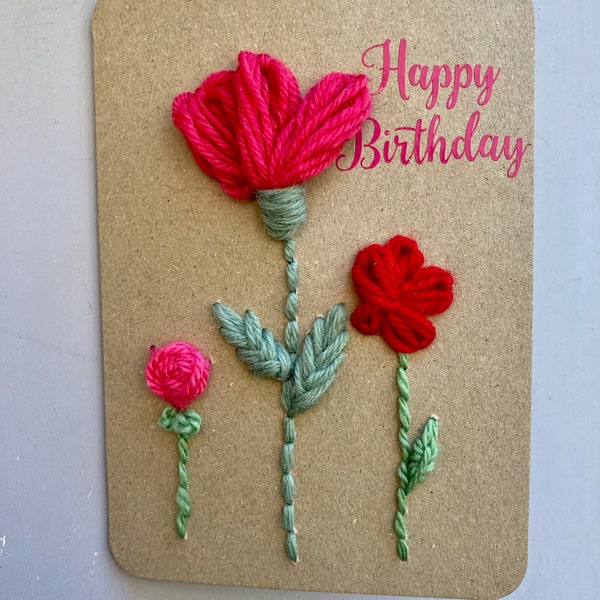 Embroidered Card - Etsy UK