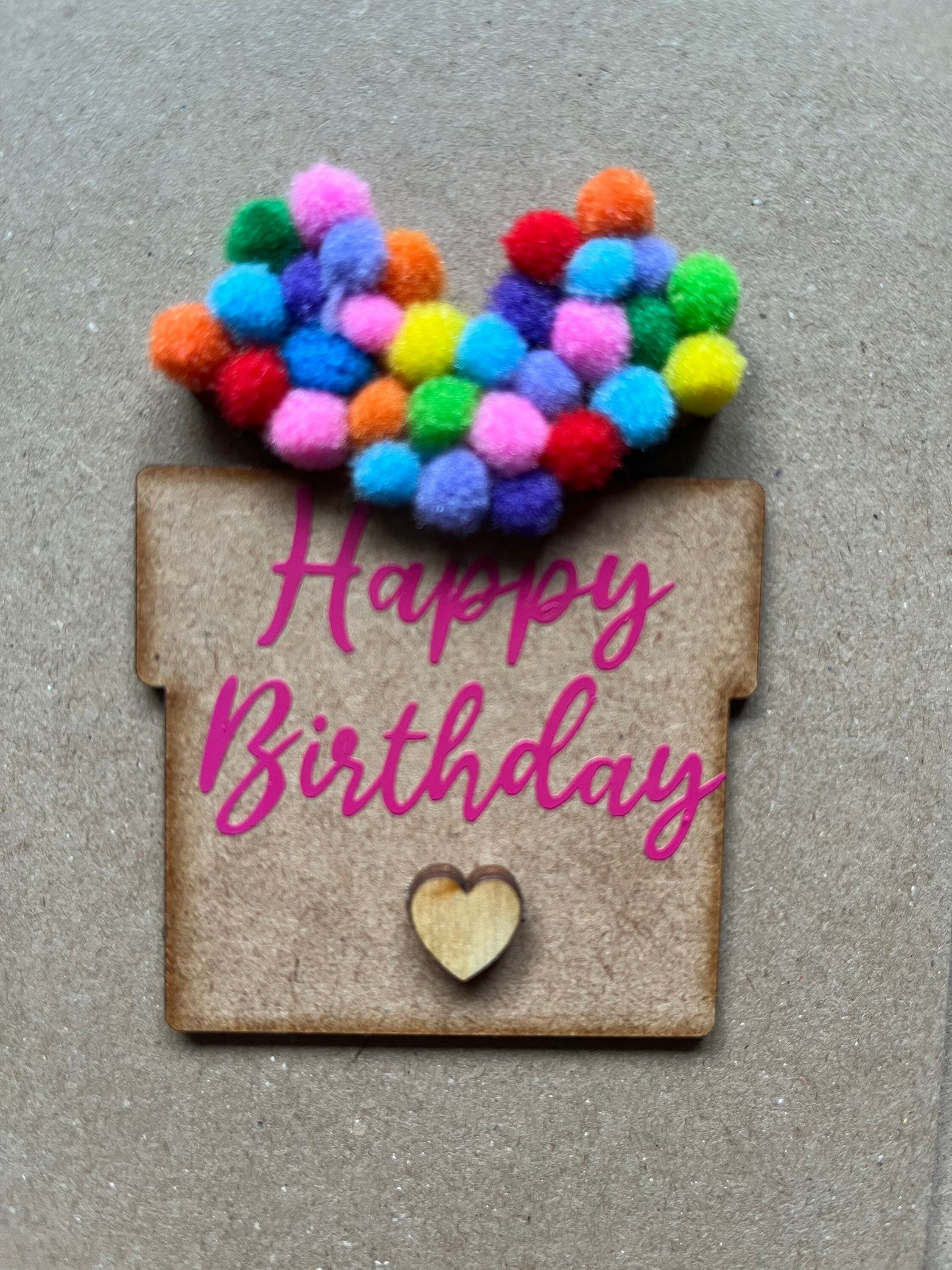 CUPCAKE CARD Cake Birthday Card Pom Pom Card Birthday - Etsy