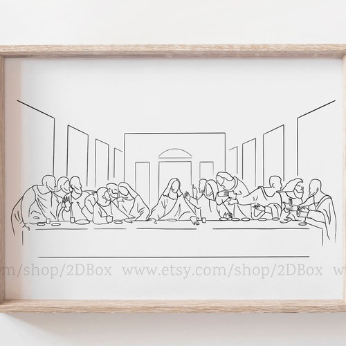 The Last Supper Line Art Jesus Line Art Christian Printable - Etsy