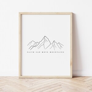 Faith Can Move Mountains Print | Minimalist Christian Wall Art | Boho ...
