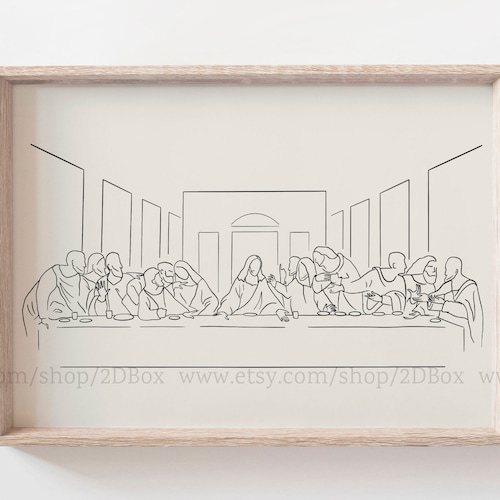 The Last Supper Line Art Jesus Line Art Christian Printable - Etsy
