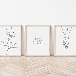 Christian Couple Line Art, Christian One Line Decor, Minimalist Modern ...