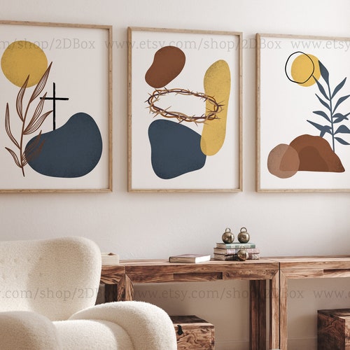Abstract Christian Wall Art Set Minimalist Religious Prints - Etsy
