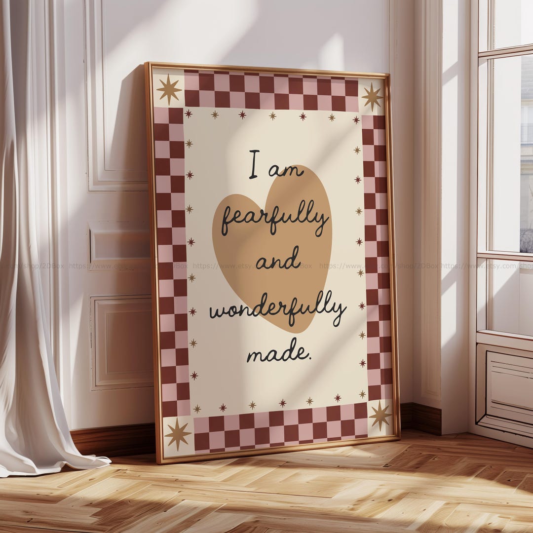 Fearfully and Wonderfully Made Wall Art Psalm 139:14 Vintage Christian ...