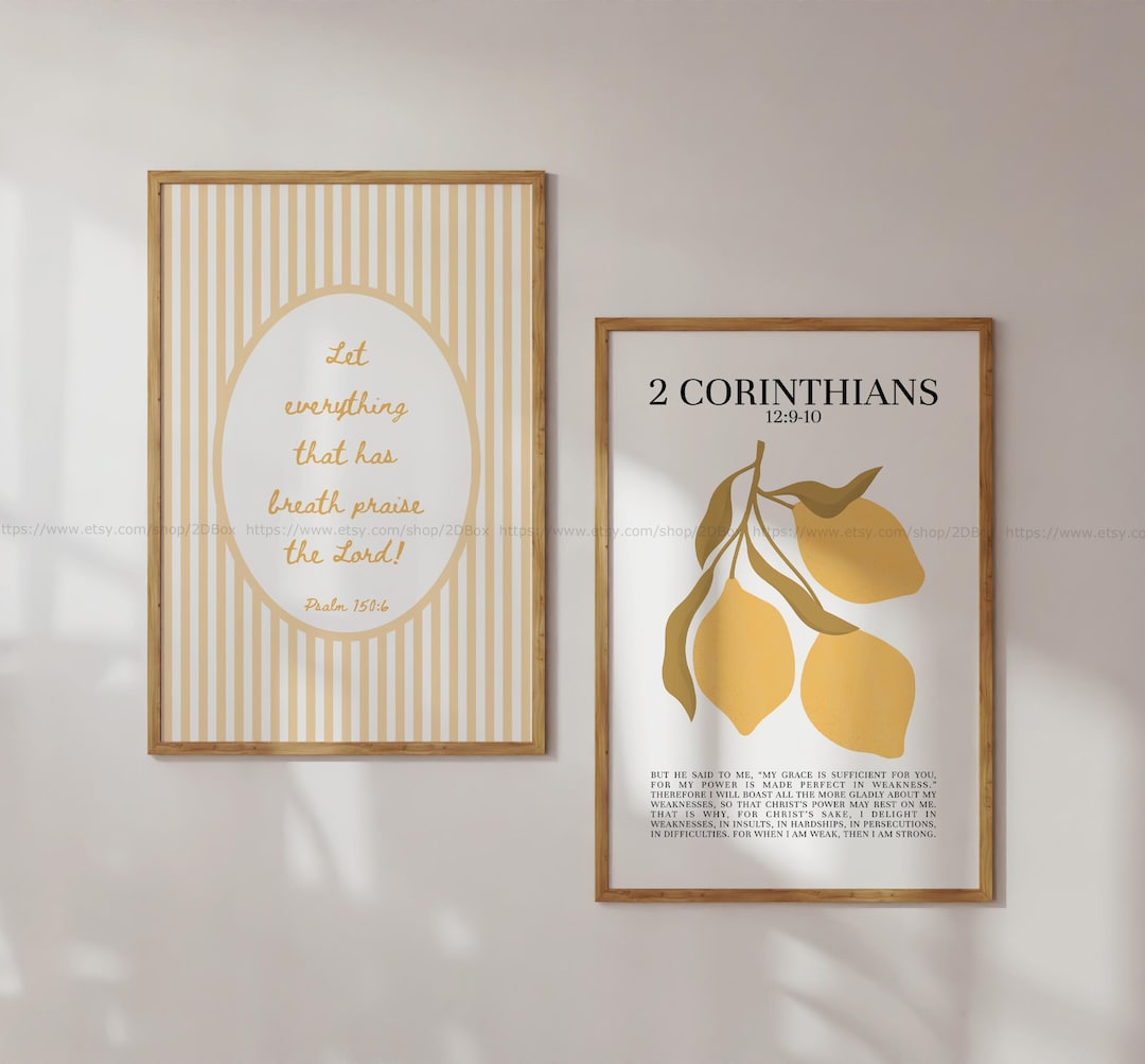 Christian Aesthetic Wall Art Set of 2 Bible Art Print Christian Home ...