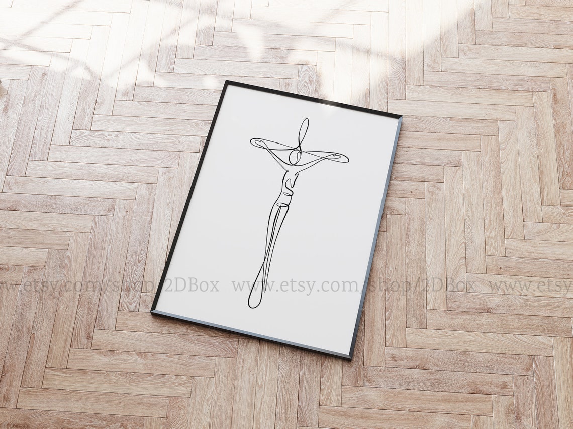 Christian Print Line Art Jesus Wall Art Baptism Gift - Etsy