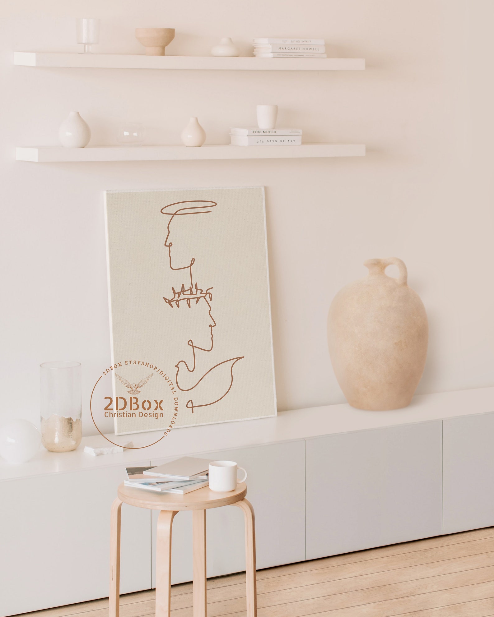 Beige Christian Wall Decor | Holy Trinity Illustration | Holy Trinity ...