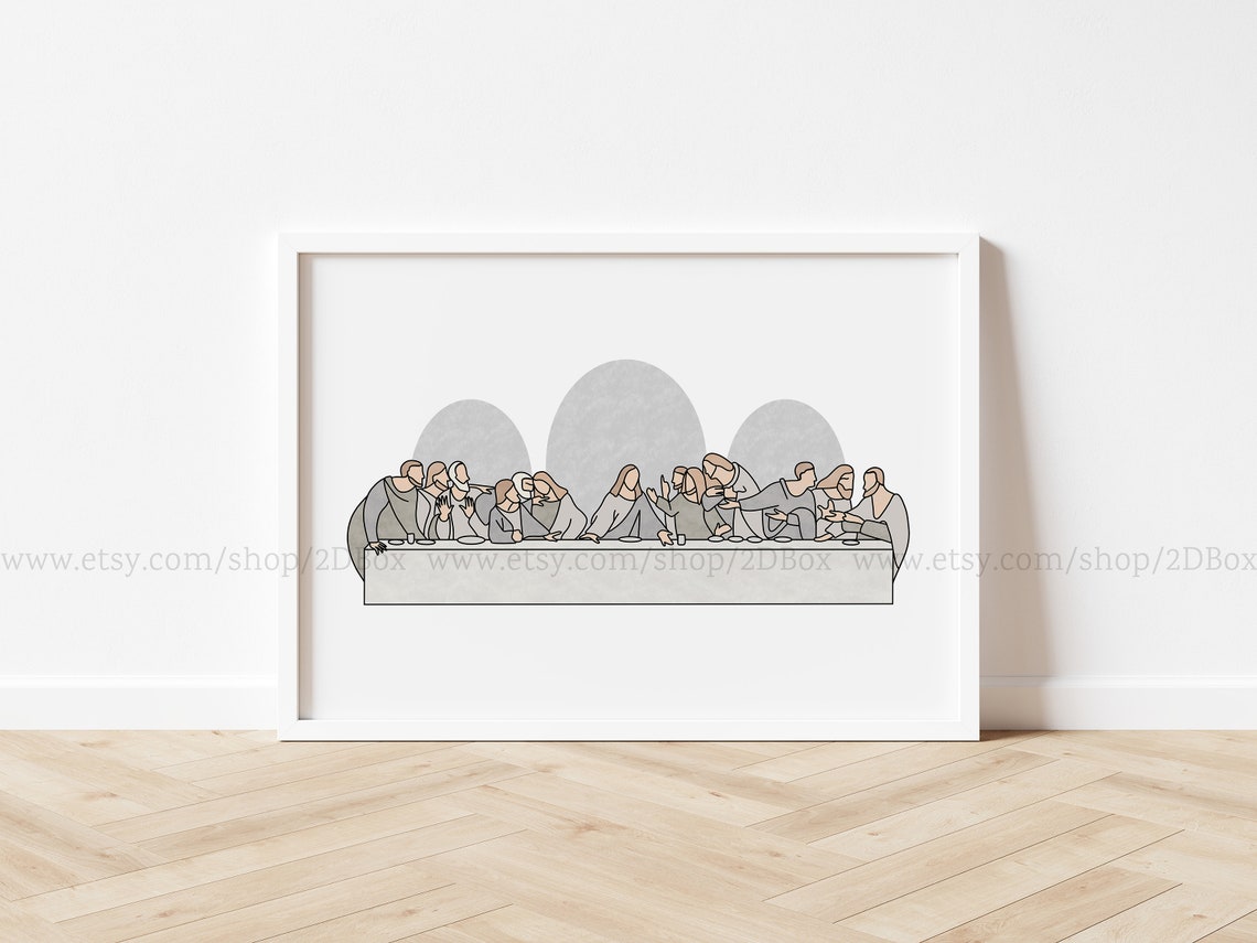 The Last Supper Minimalist Modern Interpretation Cool Blues - Etsy