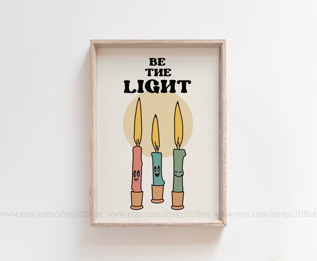 Be the Light Poster, Encouraging Aesthetic Room Decor, Retro Christian ...
